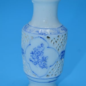 Blue & White Miniature Vase Vintage Open Lace Porcelain Mini Vase Blue ...
