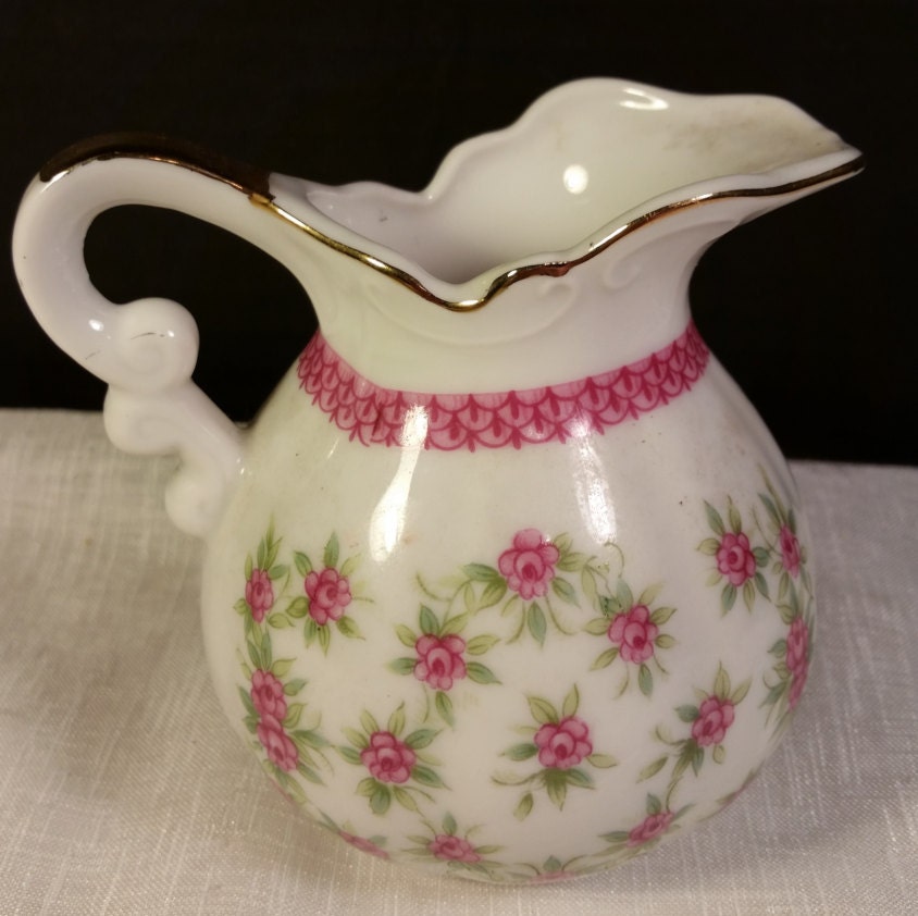 Lefton Pink Creamer Vintage Chintz Pattern Small Pink Roses - Etsy