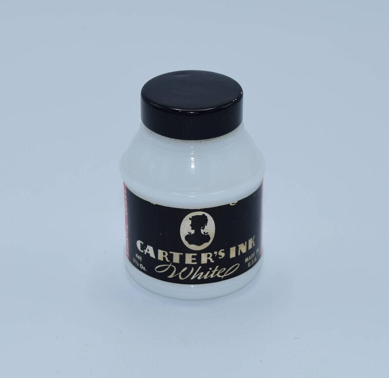 Carter's Ink White Bottle Vintage Early White Out 441 Screw Top Inkwell ...