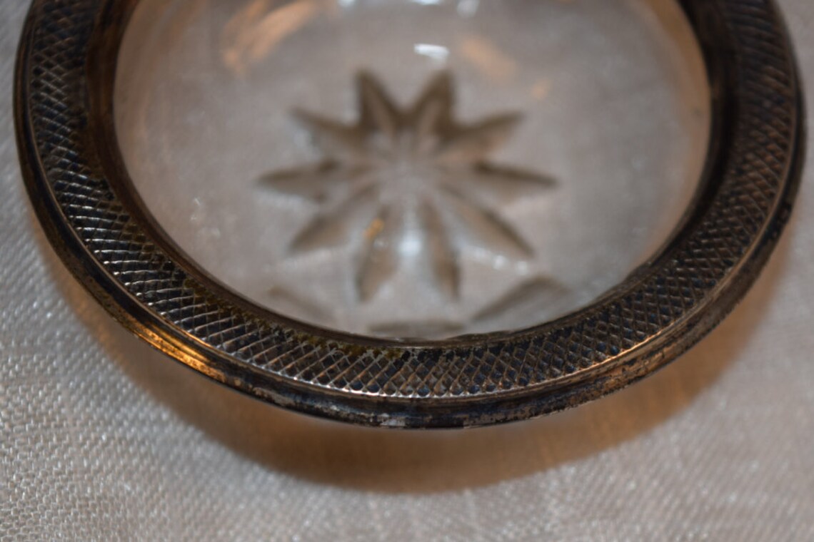 Silver Trim Glass Salt Cellar Vintage Pressed Glass Open Salt - Etsy