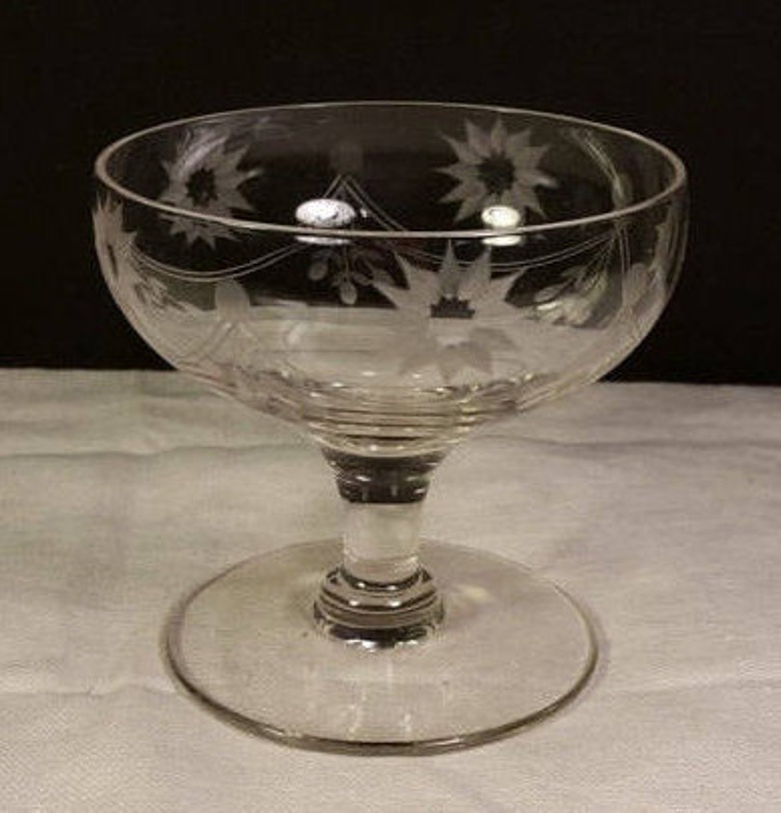 Etched Blown Crystal Glass Sundae Dish Vintage Dessert Bowl - Etsy