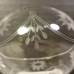 Etched Blown Crystal Glass Sundae Dish Vintage Dessert Bowl Swag Star ...