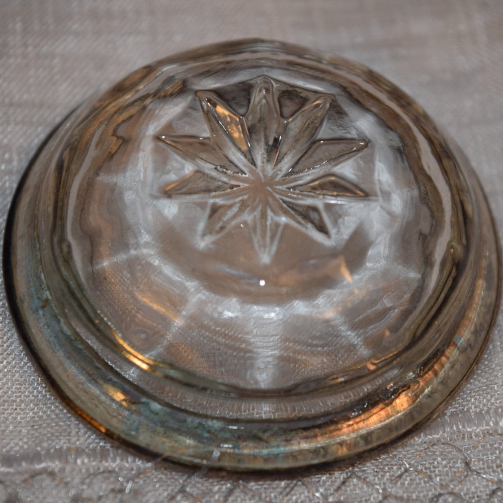 Silver Trim Glass Salt Cellar Vintage Pressed Glass Open Salt - Etsy