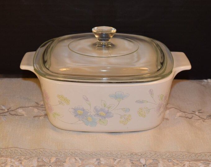 Corning Ware Pastel Bouquet A 1 1/2 B Lid & Casserole Dish Thanksgiving ...