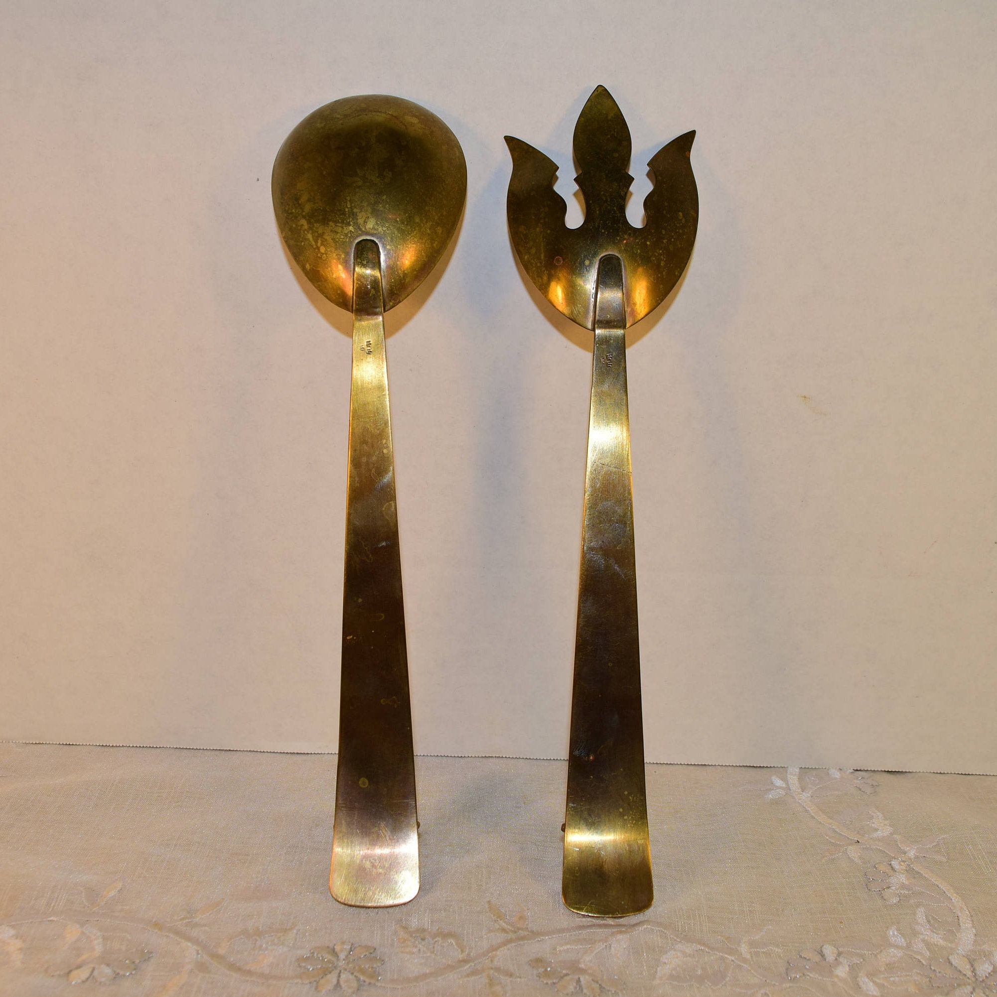 Gold Salad Serving Set Vintage Triple Crown Fork Spoon Serving Tongs ...