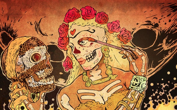 Pin Up Sugar Skull Sketch