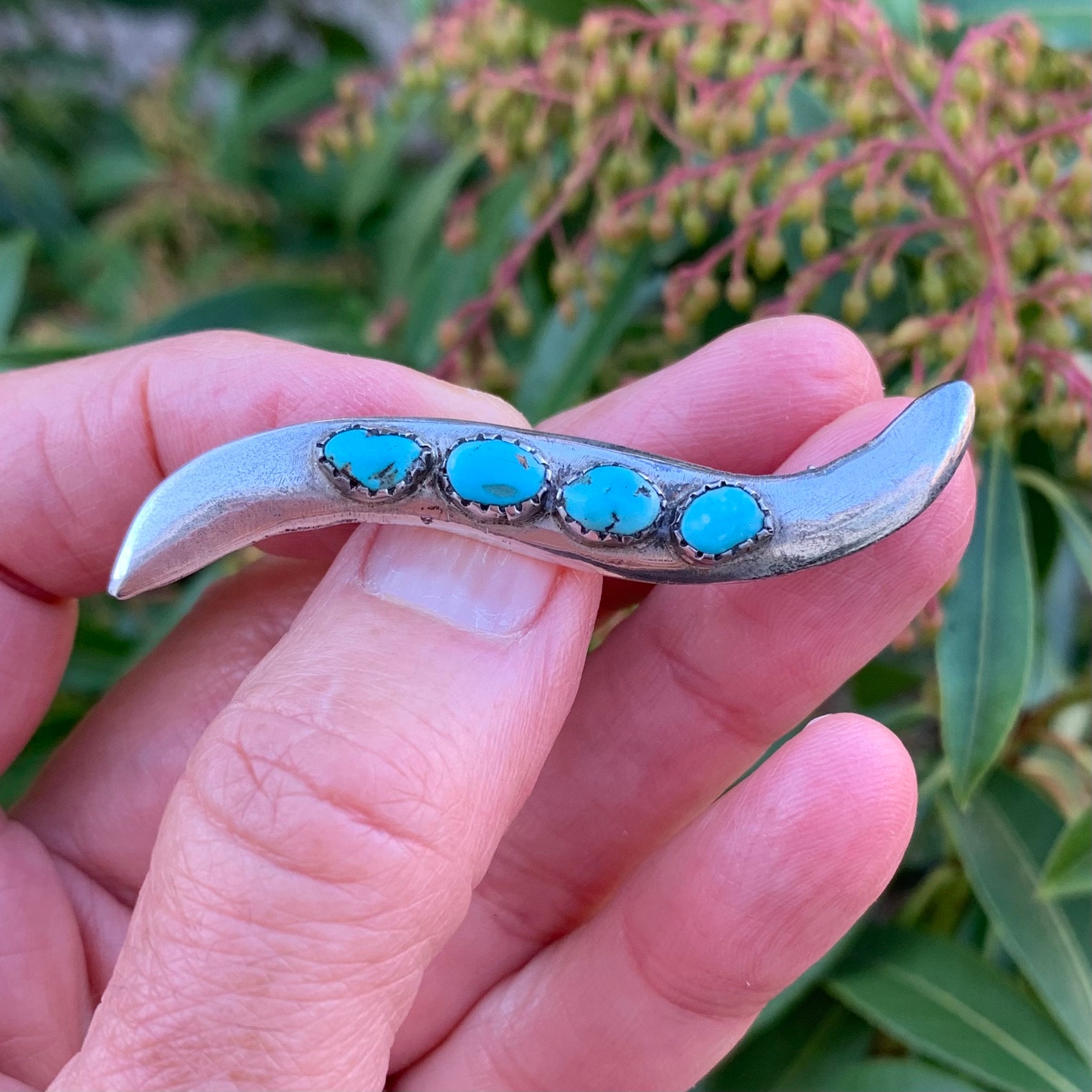 Vintage 1950s Zuni .925 Sterling & Turquoise Boomerang Pin/brooch - Etsy