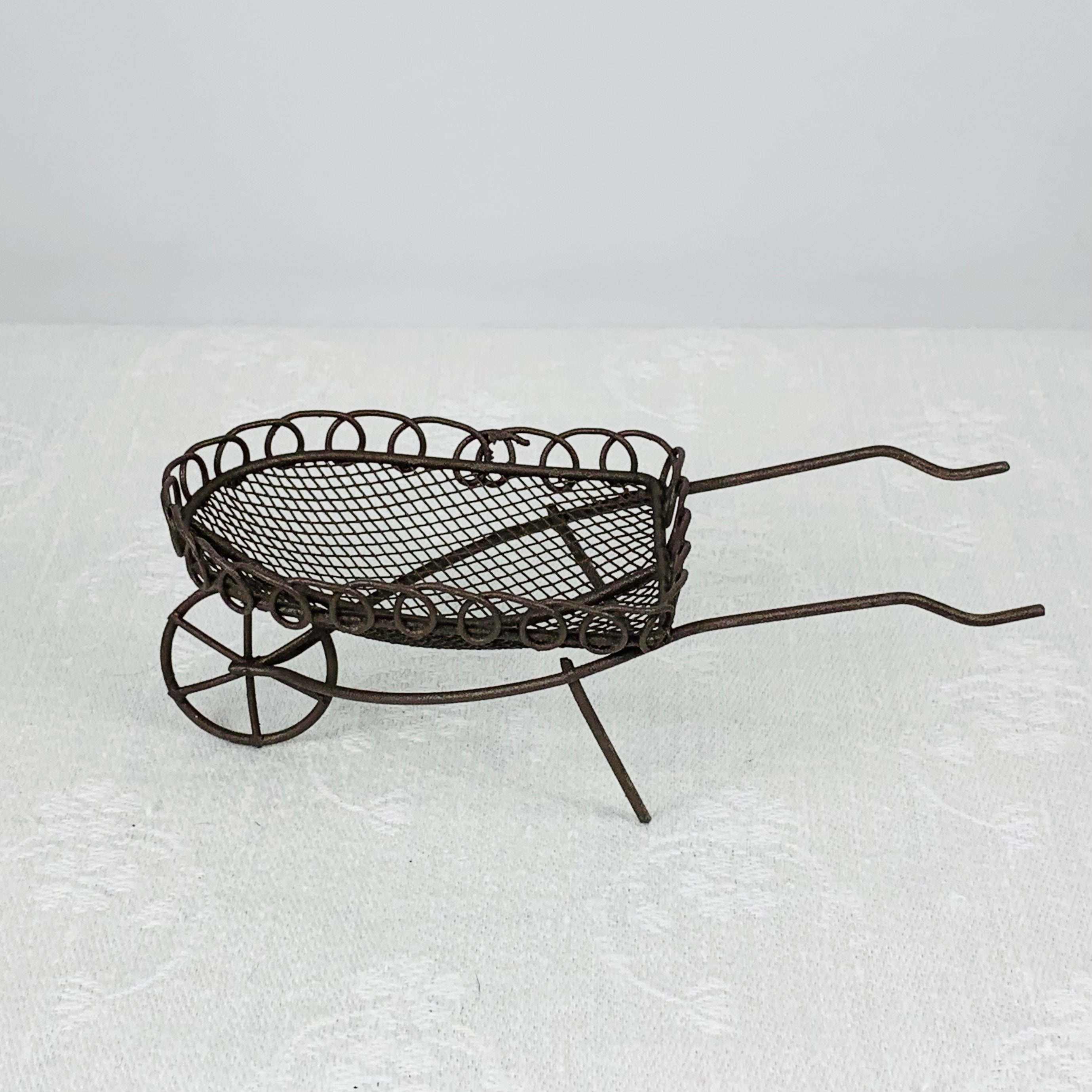Vintage Miniature Wire & Mesh Wheel Barrel for Dollhouses or Mini ...