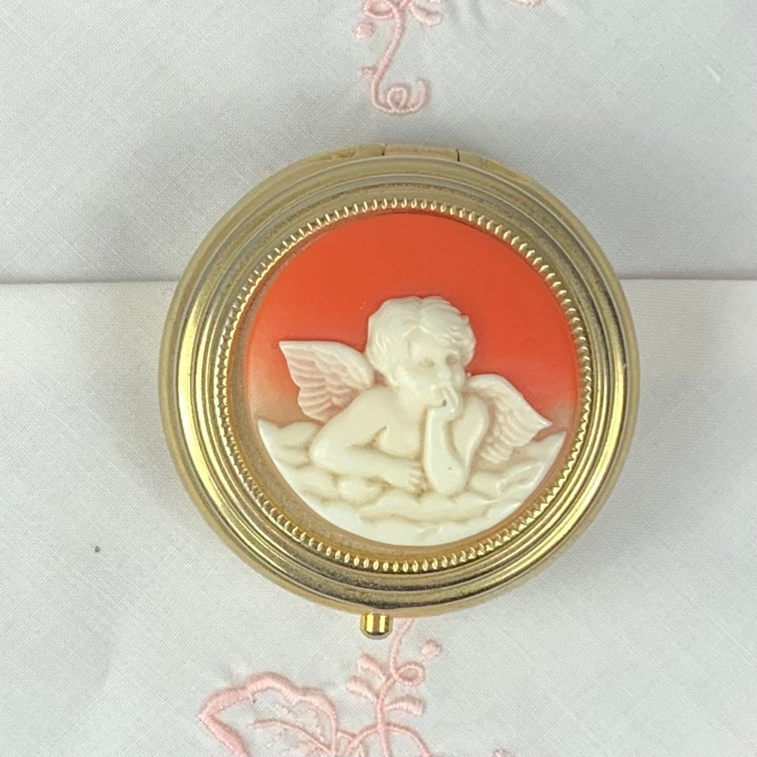 Vintage Decorative Cherub Cameo Pill/trinket/tooth Fairy Case - Etsy