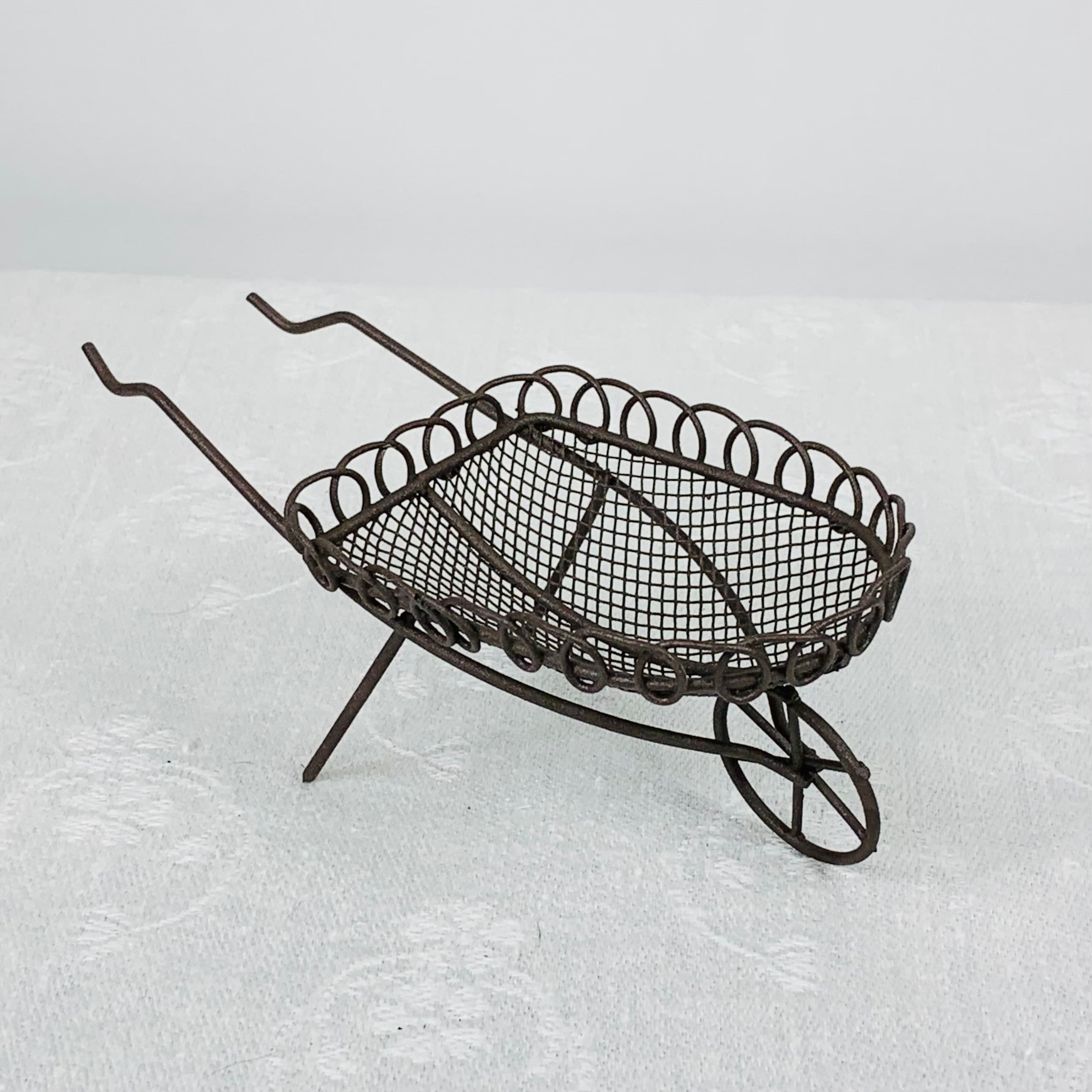 Vintage Miniature Wire & Mesh Wheel Barrel for Dollhouses or Mini ...