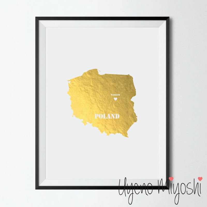 Poland Map Gold Foil Print, Gold Print, Map Custom Print in Gold ...