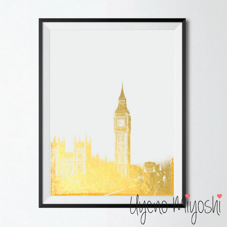 Big Ben Gold Foil Print, Gold Print, Elizabeth Tower Gold Print ...