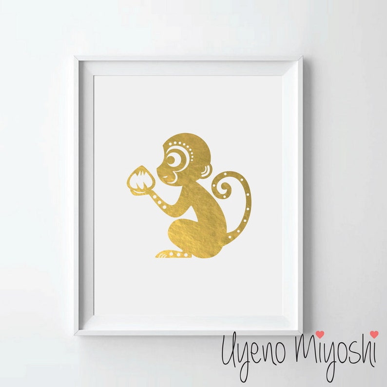 Monkey Gold Foil Print Gold Print Custom Print in Gold - Etsy