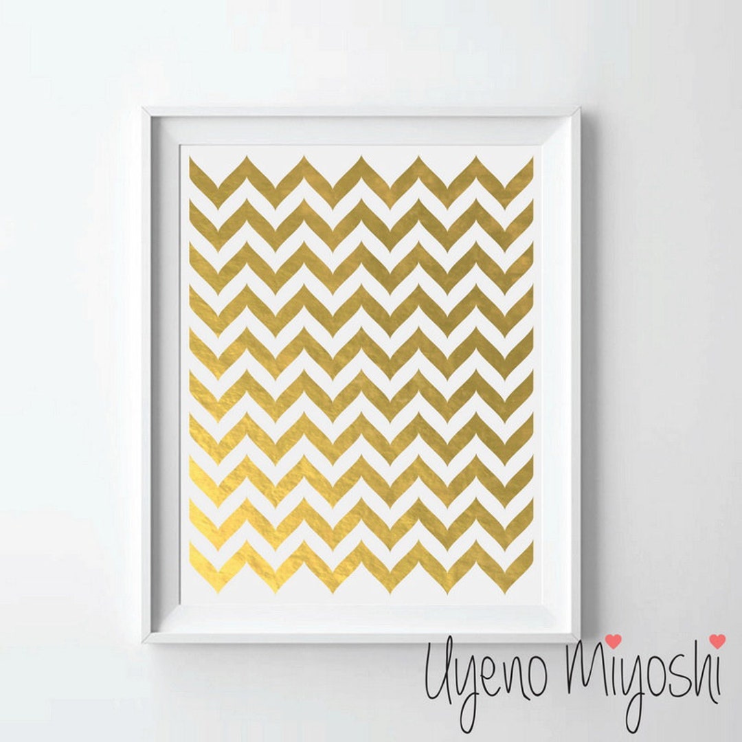 Chevron Pattern II Gold Foil Print, Gold Print, Custom Quote in Gold ...