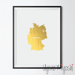 Germany Map Gold Foil Print, Gold Print, Map Custom Print in Gold ...