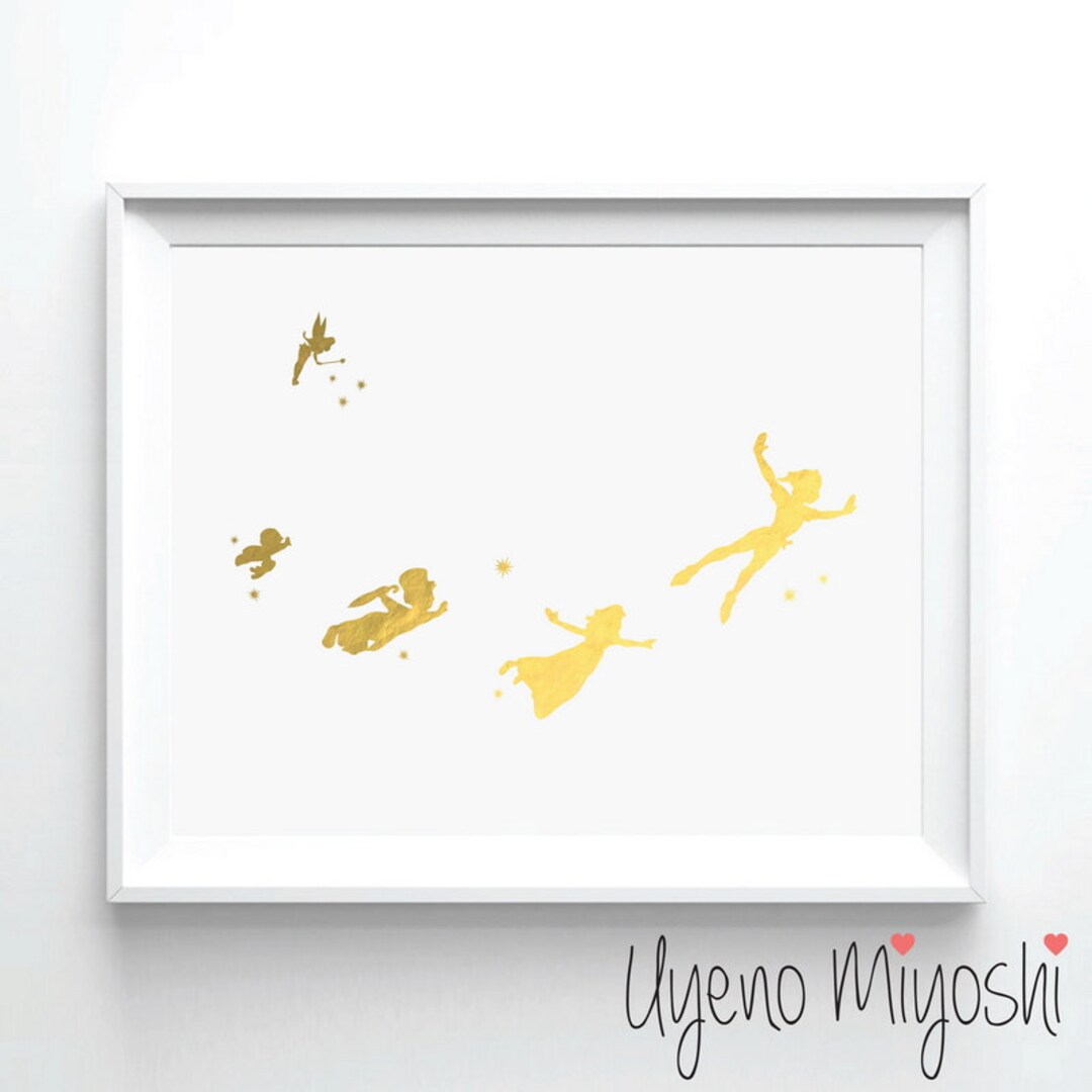 Peter Pan III Gold Foil Print, Gold Print, Cartoon Custom Print in Gold ...