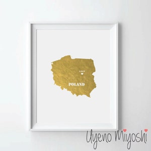 Poland Map Gold Foil Print, Gold Print, Map Custom Print in Gold ...