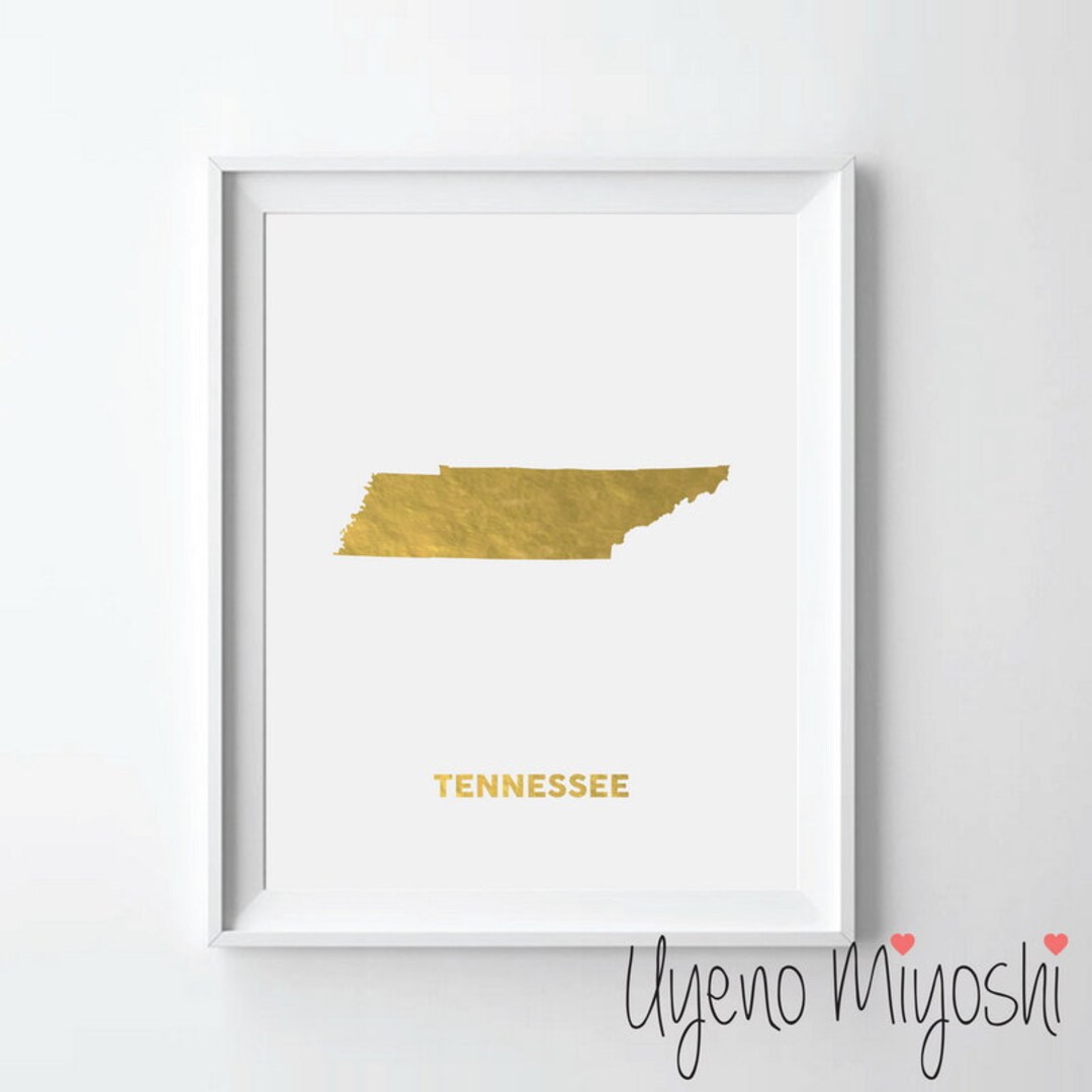 Tennessee Map Gold Foil Print Gold Print Map Custom Print in - Etsy