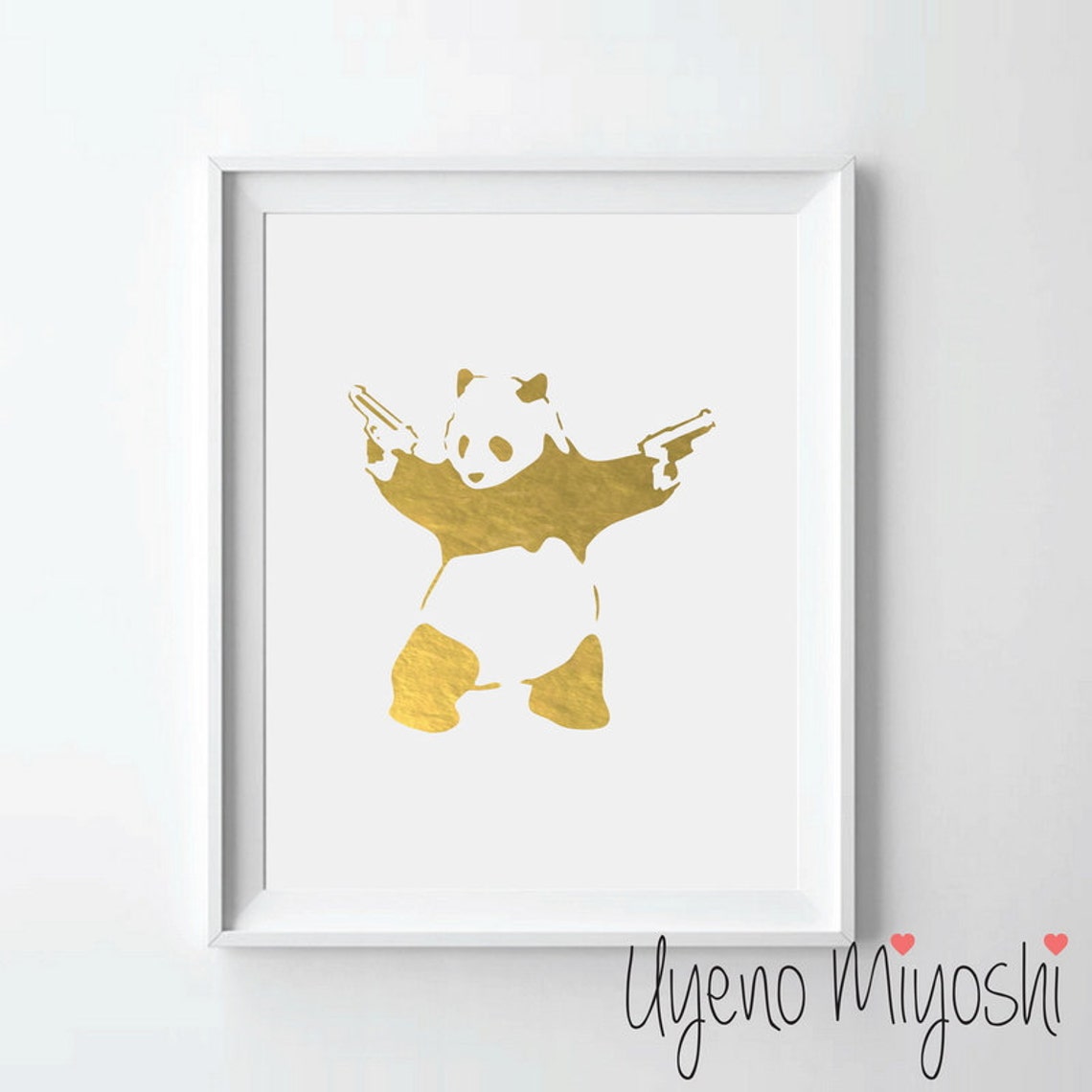 Panda II Gold Foil Print Gold Print Banksy Panda Print in - Etsy