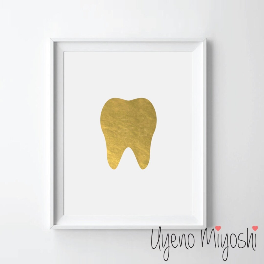 Human Tooth I Gold Foil Print, Gold Print, Dental Office Custom Print ...