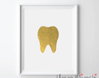 Human Tooth II Gold Foil Print Gold Print Dental Office | Etsy
