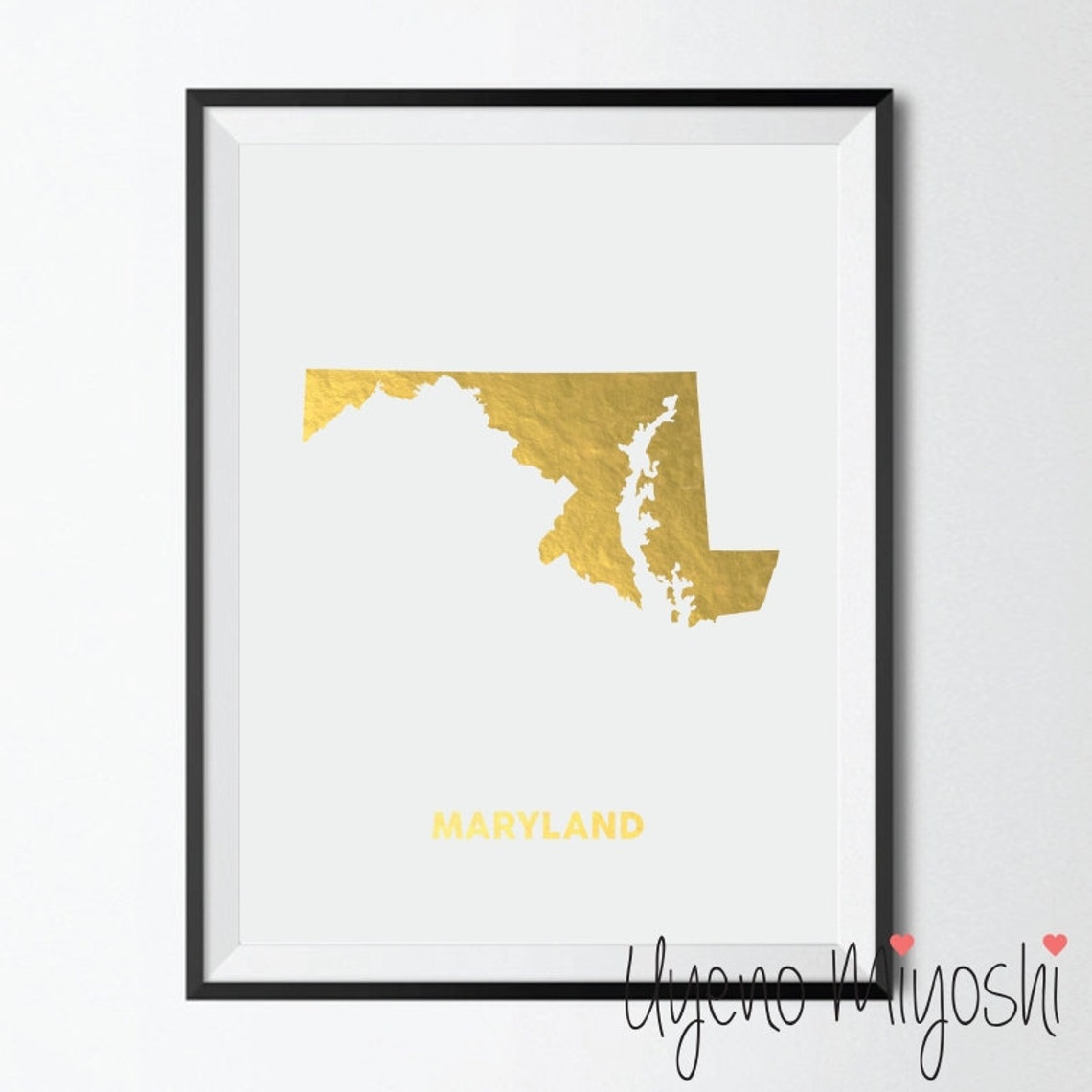 Maryland Map Gold Foil Print, Gold Print, Map Custom Print in Gold ...