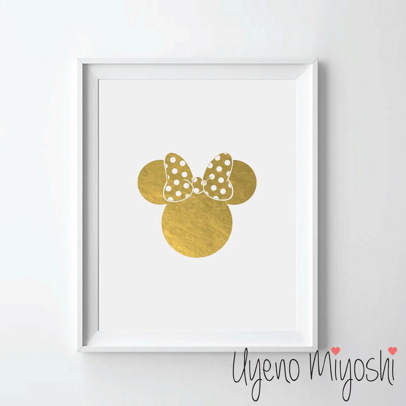 Minnie Mouse Head Gold Foil Print, Gold Print, Disney Custom Print in ...