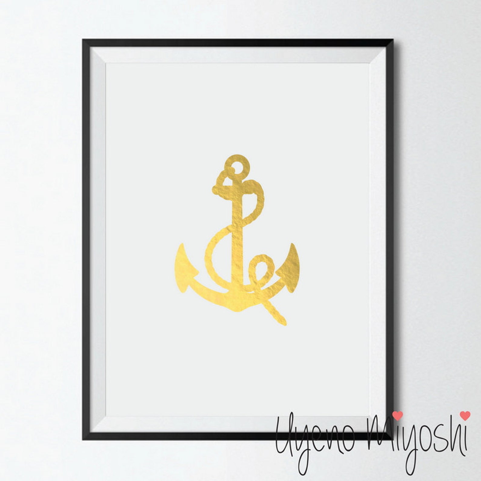Anchor Gold Foil Print, Gold Print, Custom Print in Gold, Illustration ...