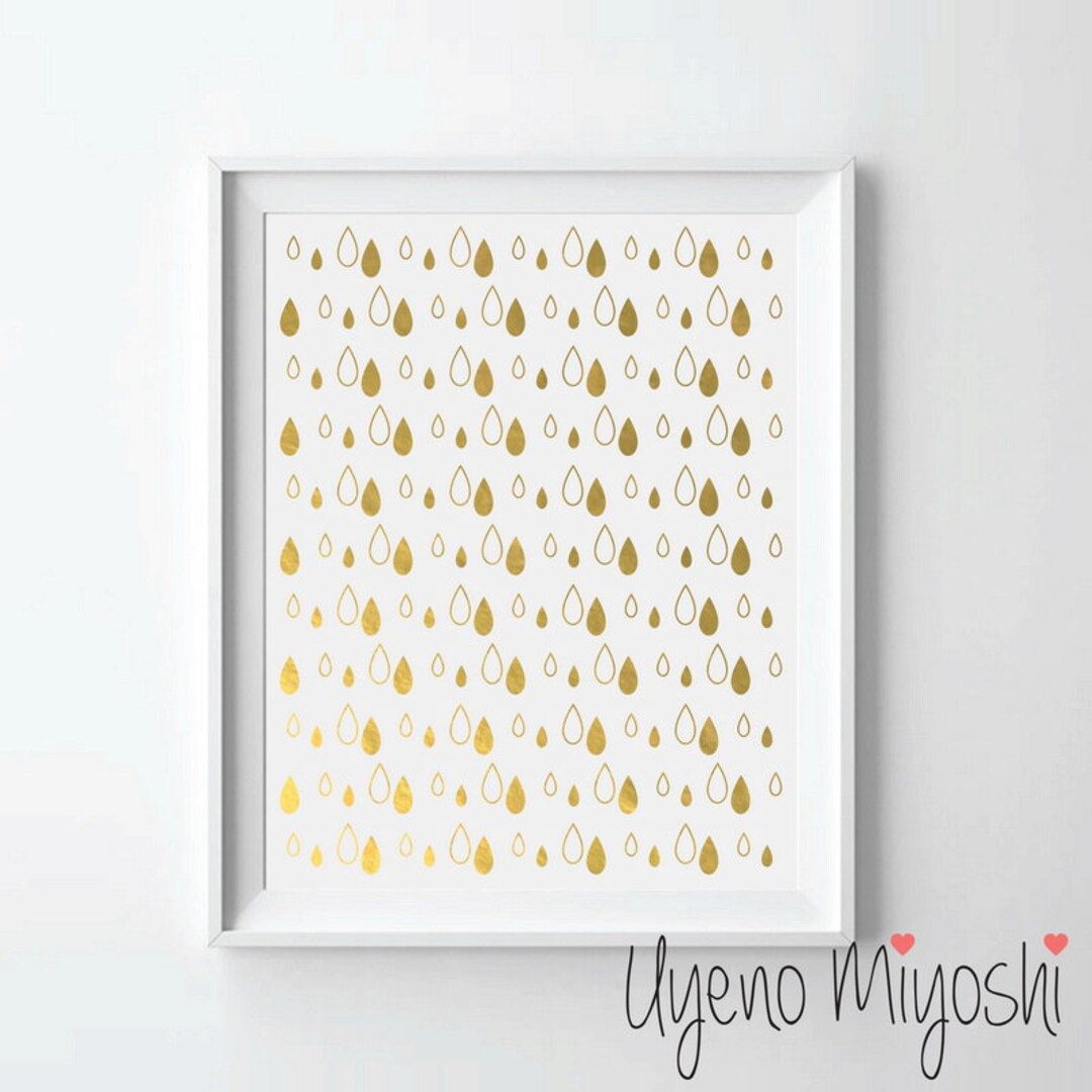 Raindrop Pattern I Gold Foil Print, Gold Print, Custom Quote in Gold ...