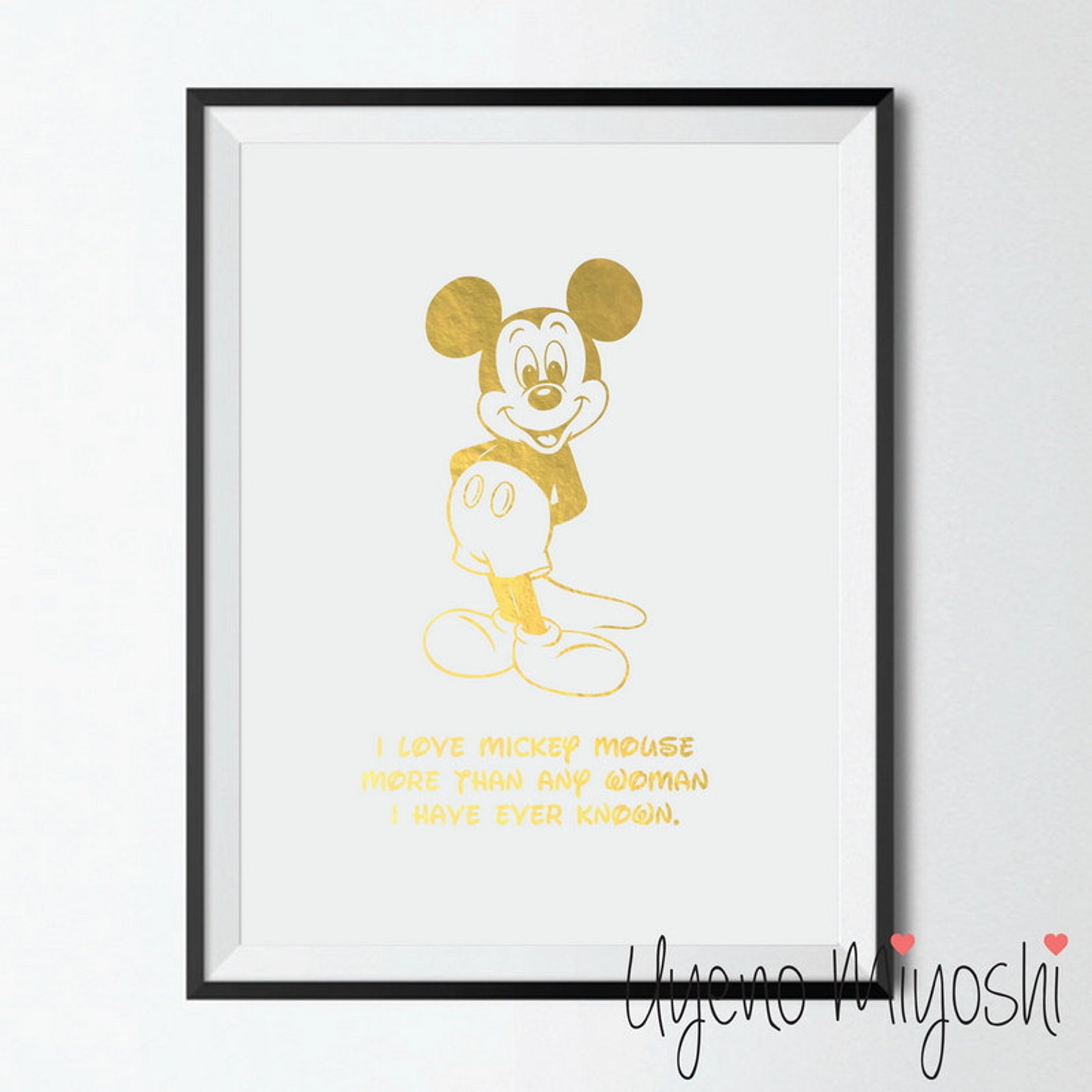 Mickey Mouse V Gold Foil Print, Gold Print, Disney Custom Print in Gold ...
