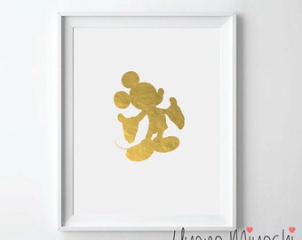 Mickey Gold Print | Etsy