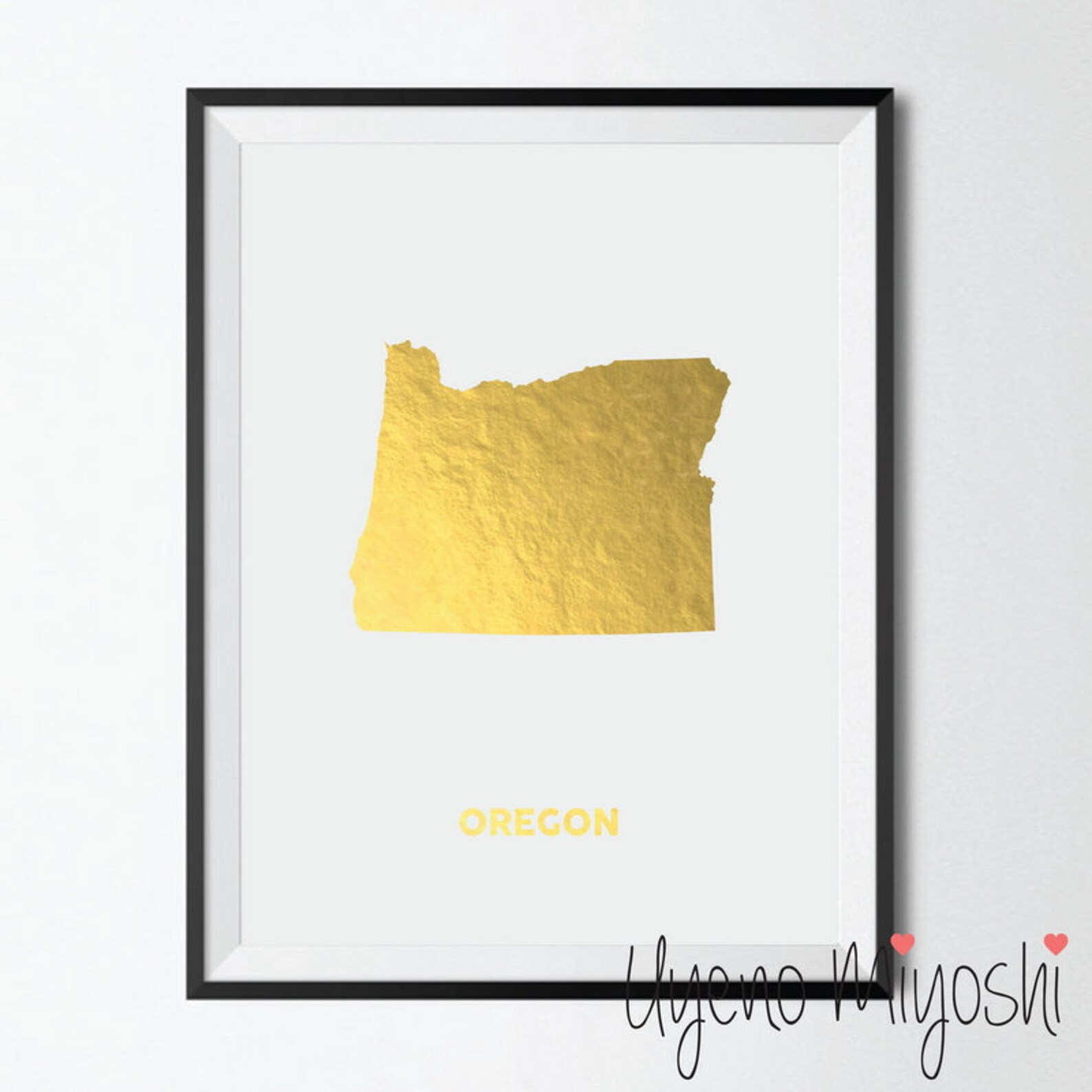 Oregon Map Gold Foil Print, Gold Print, Oregon State Map Print in Gold ...