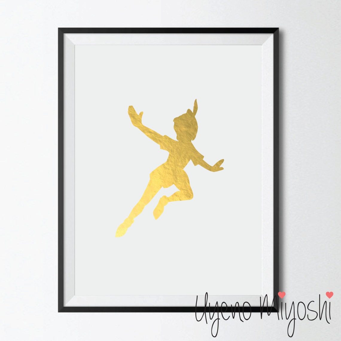 Peter Pan I Gold Foil Print, Gold Print, Cartoon Custom Print in Gold ...