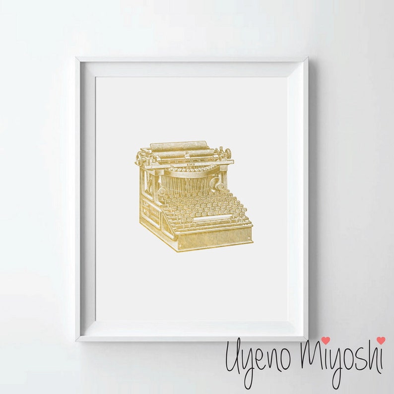 Vintage Typewriter II Gold Foil Print Gold Print Typewriter - Etsy