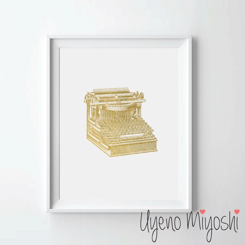 Vintage Typewriter II Gold Foil Print Gold Print Typewriter - Etsy