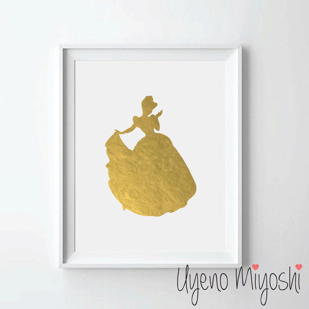 Disney Princess Cinderella I Gold Foil Print, Gold Print, Custom Print ...