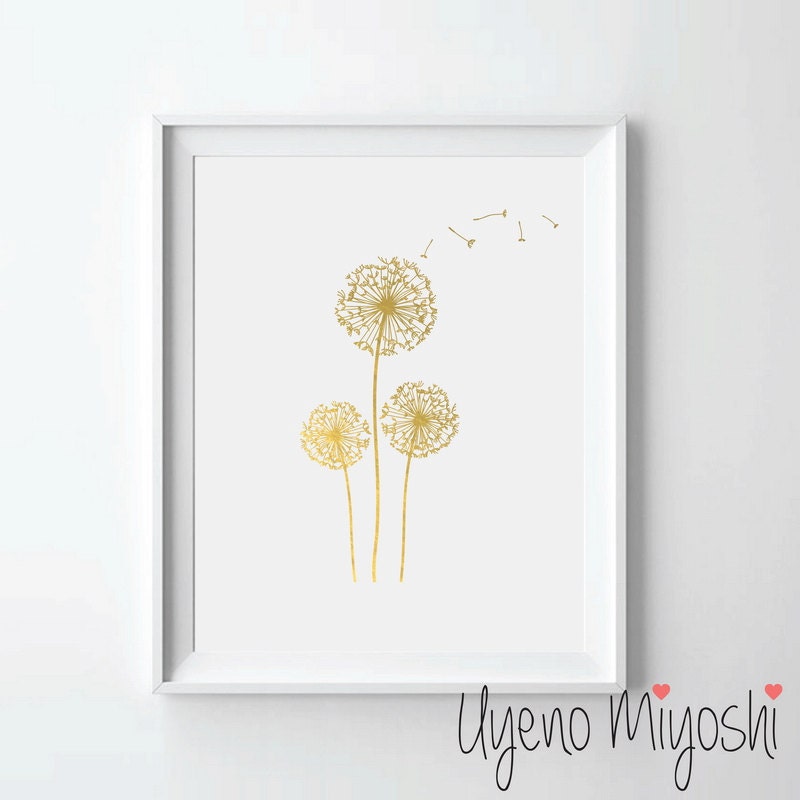 Dandelion I Gold Foil Print Dandelion Gold Print Dandelion | Etsy