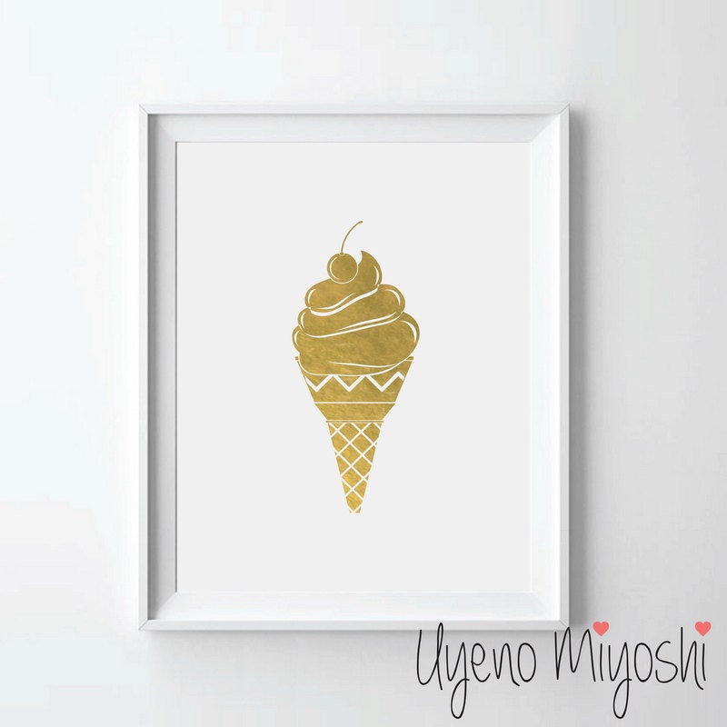 Ice Cream I Gold Foil Print, Gold Print, Custom Print in Gold ...
