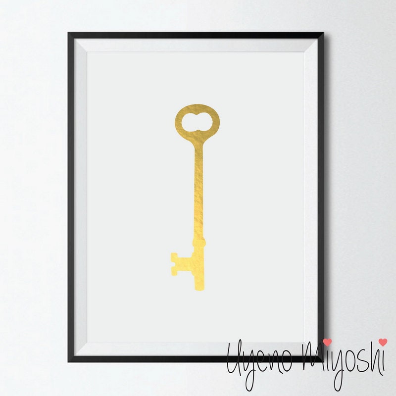 Vintage Key II Gold Foil Print Gold Print Custom Print in - Etsy