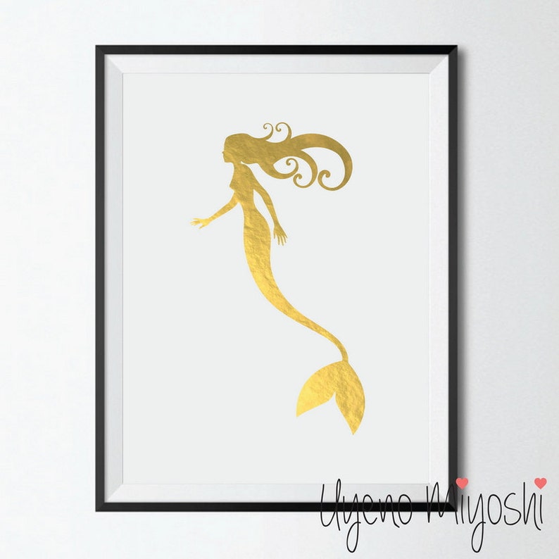 Mermaid Gold Foil Print Gold Print Disney Custom Print in - Etsy