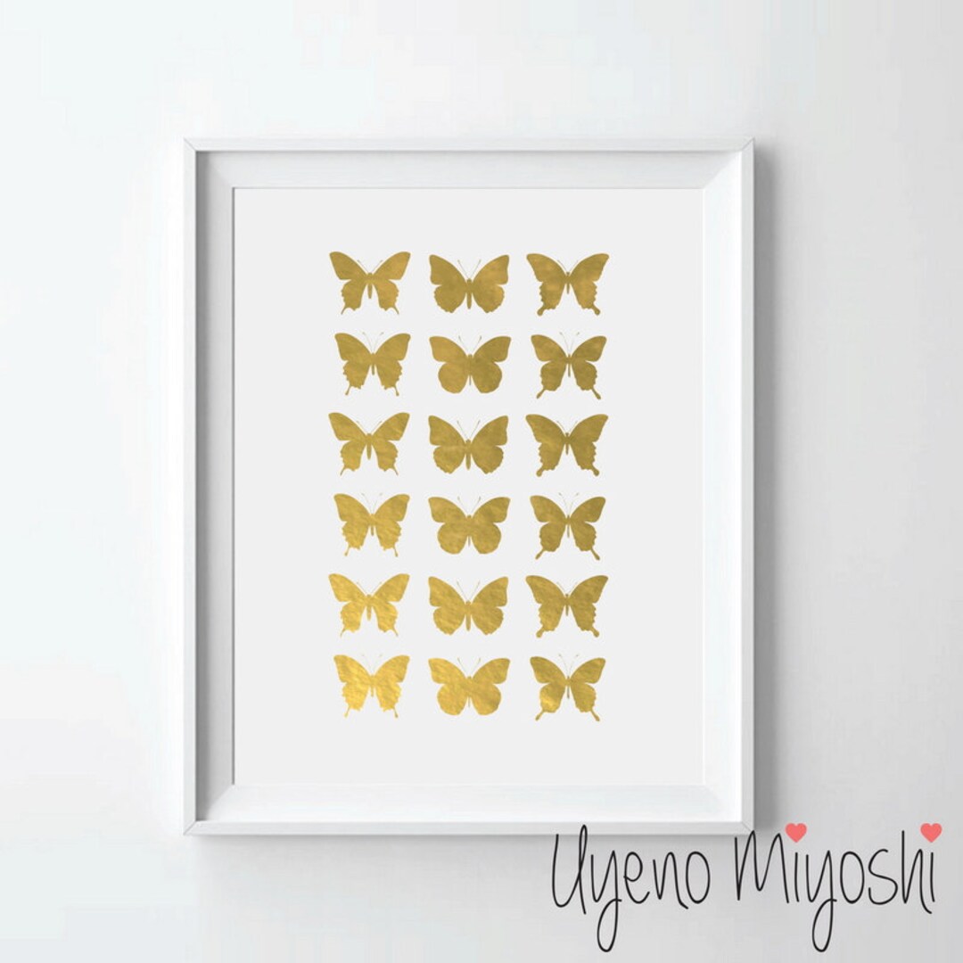 Butterfly Species I Gold Foil Print, Gold Print, Custom Print in Gold ...