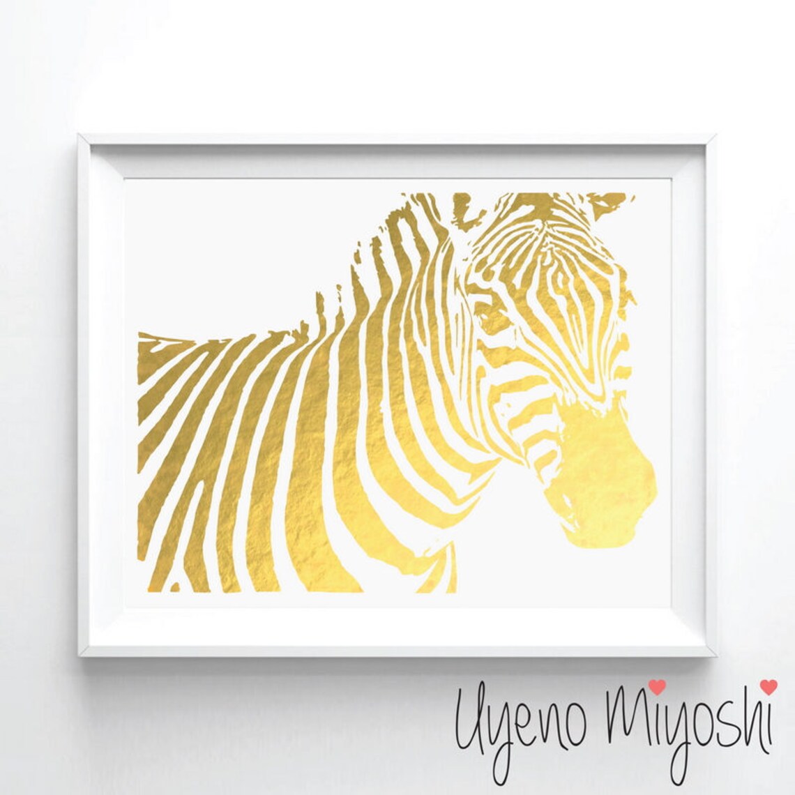 Zebra Portrait Gold Foil Print, Zebra Gold Print, Zebra Print in Gold ...