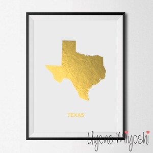 Texas Map Gold Foil Print, Gold Print, Map Custom Print in Gold ...