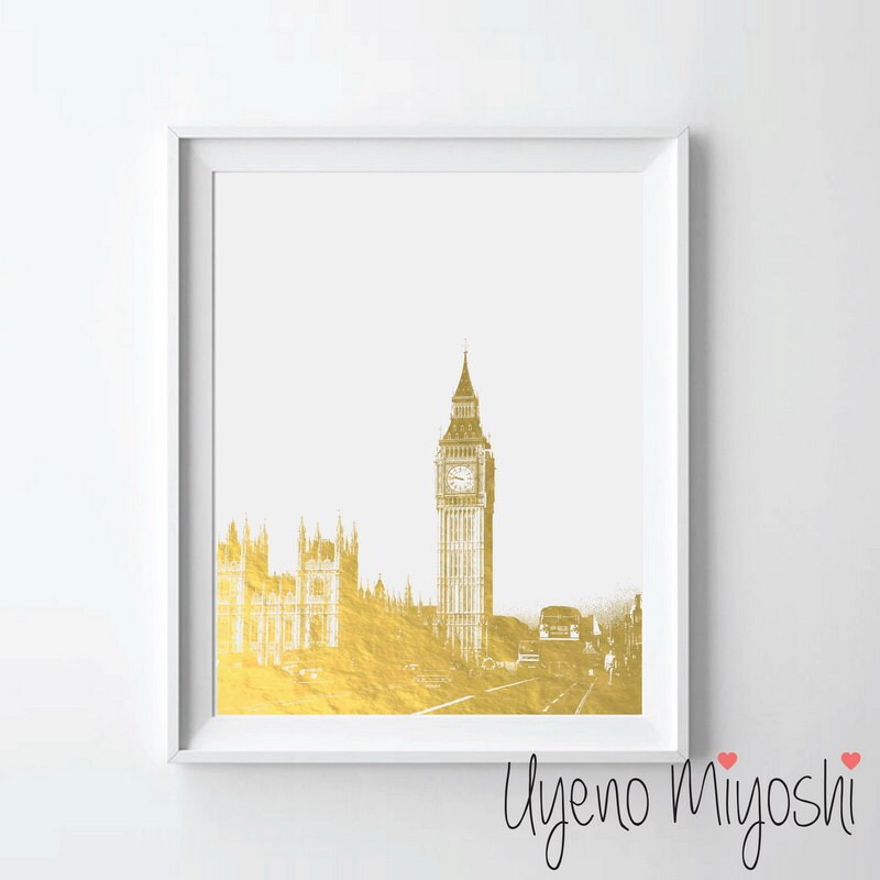 Big Ben Gold Foil Print, Gold Print, Elizabeth Tower Gold Print ...