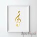 Music Note I Gold Foil Print G Clef Gold Print Custom Print - Etsy