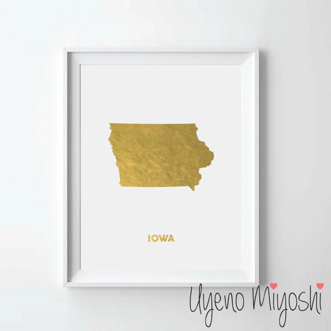 Iowa Map Gold Foil Print Gold Print Map Custom Print in - Etsy