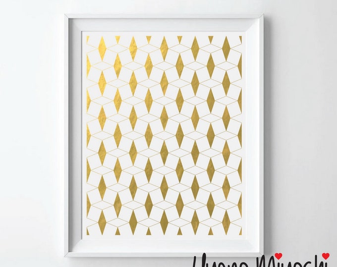 Geometric Pattern I Gold Foil Print, Gold Print, Custom Print in Gold ...