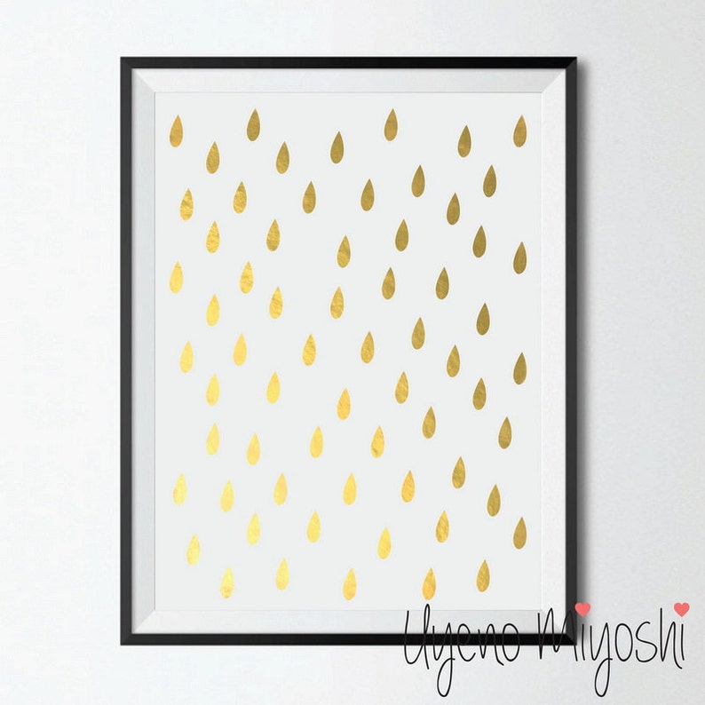 Raindrop Pattern II Gold Foil Print, Gold Print, Custom Quote in Gold ...