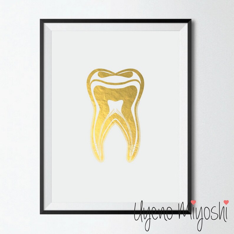Human Tooth II Gold Foil Print Gold Print Dental Office | Etsy