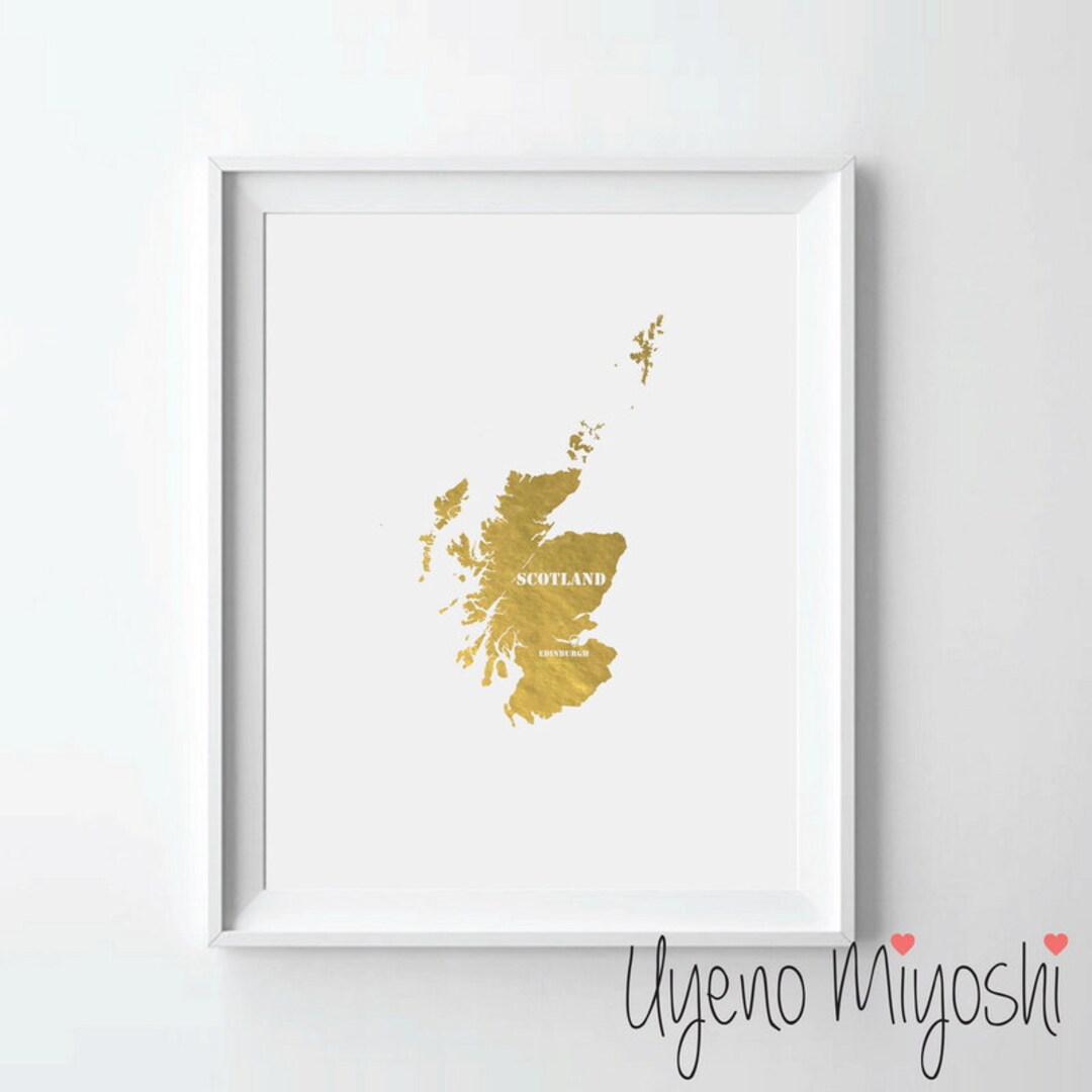 Scotland Map Gold Foil Print, Gold Print, Custom Print in Gold ...